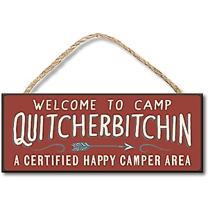 18th Street Gifts Camper Decorations - Happy Camper Dish Towels and Camp Sign - Camping Themed Decor - Camper Gift