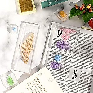 Whaline 6 Pieces Acrylic Stamp Block Clear Stamping Tools Set with Grid Lines for Scrapbooking Crafts Card Making, Assorted Sizes