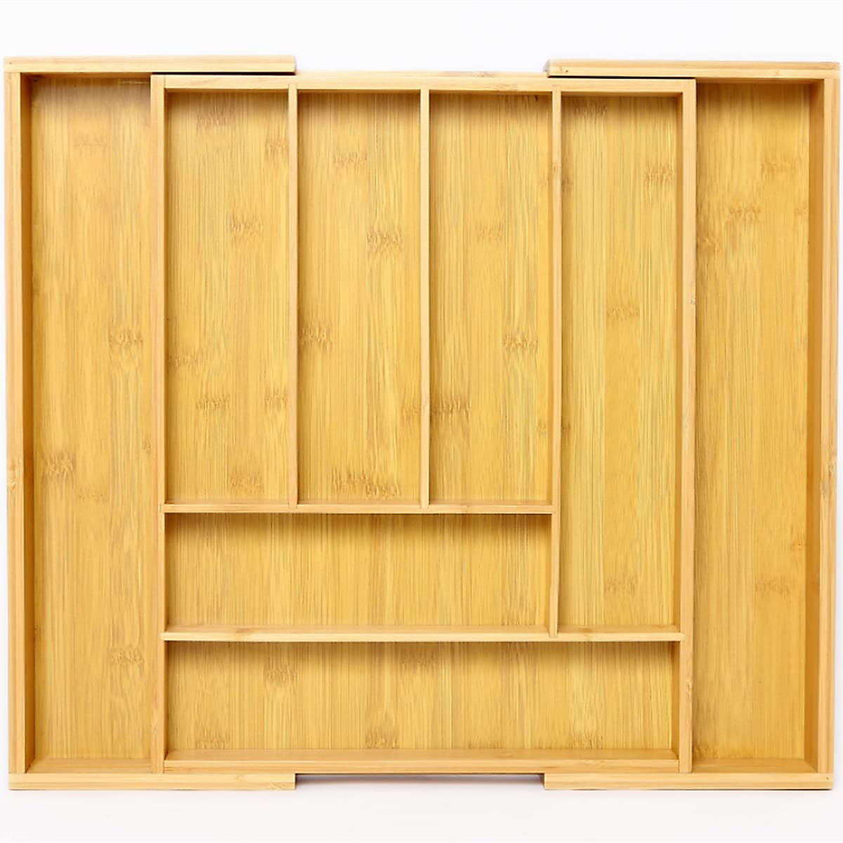 konfuny Bamboo Kitchen Drawer Organizer for Utensils Silverware Holder- Perfect Size Adjustable Cutlery Tray,Drawer Dividers for Flatware and Kitchen Utensils(6-8 Slots)