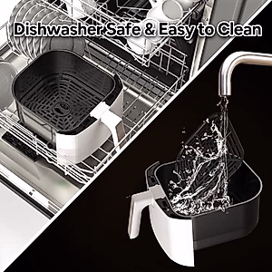 Air Fryer White, WETIE 7.5 Quart Air Fryer Oven Oilless Cooker, 1700W Hot Air Fryers with Digital LED Touch Screen, 10 Preset Cookings, Non-stick Basket, Suitable for Large Families, Recipe Included, White