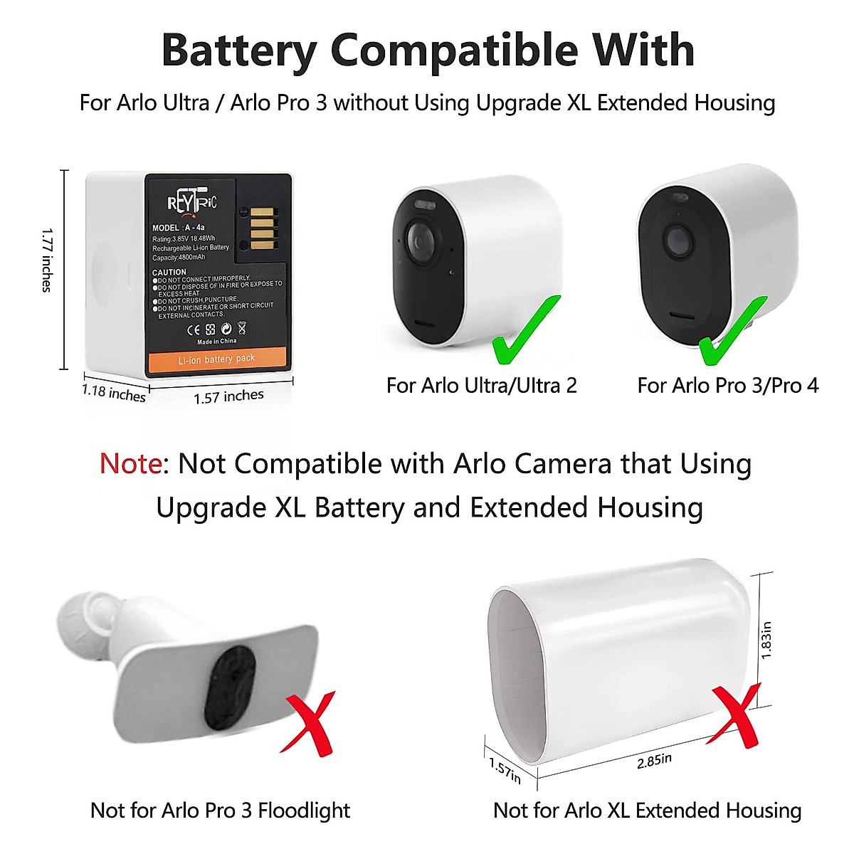 Batteries (2-Pack) Compatible with Arlo Ultra, Arlo Ultra 2, Arlo Pro 3, Arlo Pro 4, Arlo Pro 5S 2K Camera, VMA5400 A-4a, Battery for VMC4040P VMS5240 VMC5040 VMC4350P VMS4240P VMS4340P VMS5240B