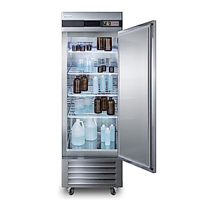 Summit Appliance ARS23ML Pharma-Vac Performance Series 23 Cu.Ft. Upright Pharmacy All-refrigerator in Stainless Steel with Automatic Defrost, Factory-installed Lock, Digital Thermostat
