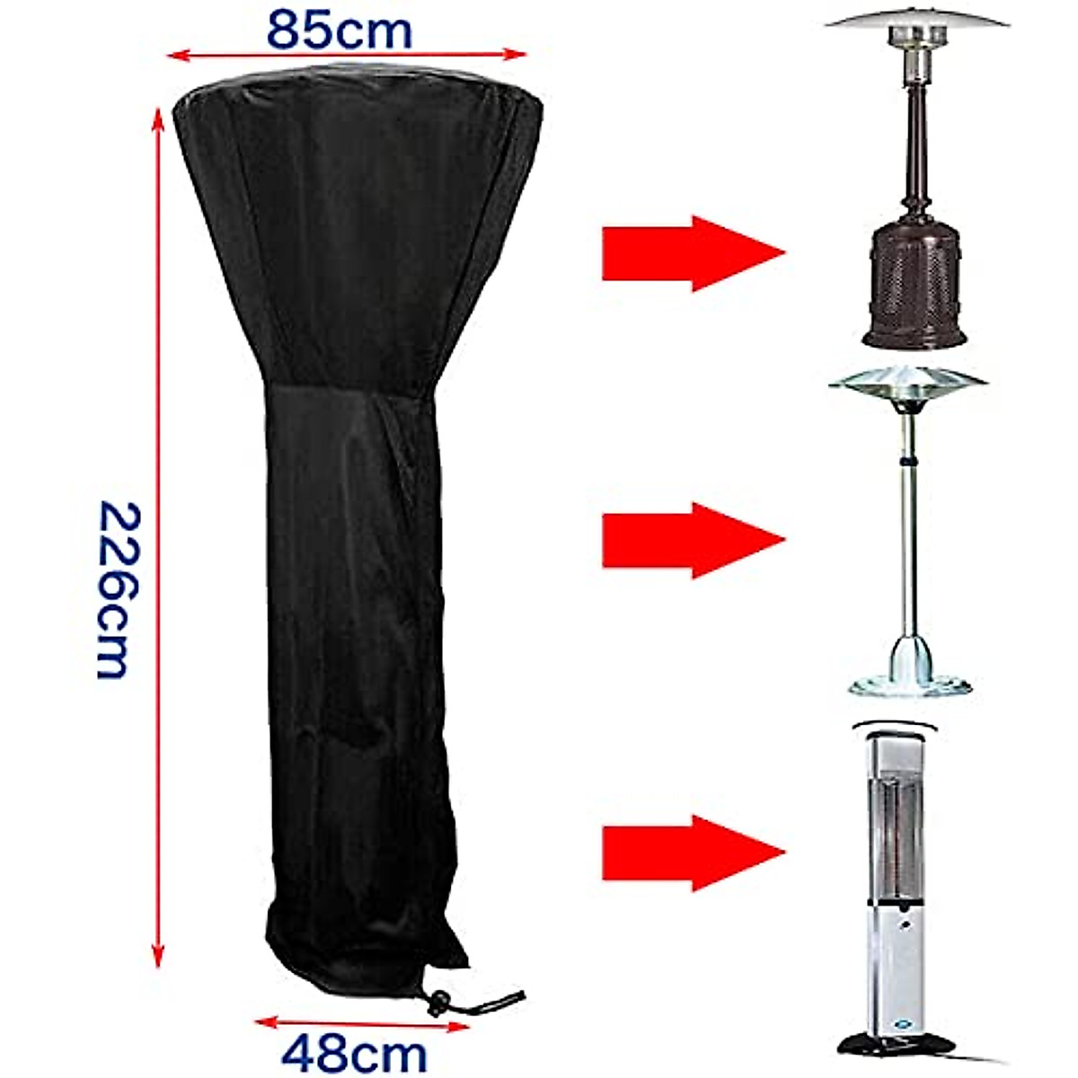 Techson Outdoor Heater Cover, Patio Garden Protective Waterproof Standup Round Heater Covers with Zipper (Black, 89 x 33 x 19 inches)