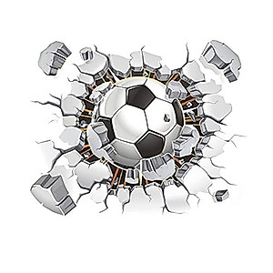 SITAKE 3D Soccer Stickers, 3D Wall Art Soccer Ball Stickers Decals for Kids Room, Football Vinyl Art DIY Sticker for Boys Bedroom Playroom Living Room Window Door Decoration, 19.7 x 24.3in