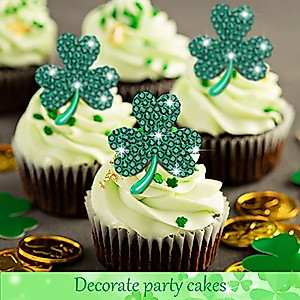 Clover Shamrock Napkin Ring St. Patrick's Day Napkin Rings Holder Buckle Napkin Holders Ring Metal Rhinestone Napkin Ring for St. Patrick's Day Wedding Party Table Decor (Green, 6)