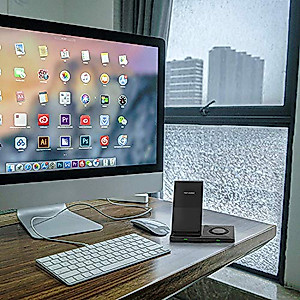 Wireless Charger, Dual Wireless Charger Magnetic 10W Wireless Charging Stand & Dock, Compatible with iPhone XR/XS MAX/XS/X/8/8 Plus/Airpod, Samsung Galaxy S10/S9/S8/S7/Note 9/8, Galaxy Watch