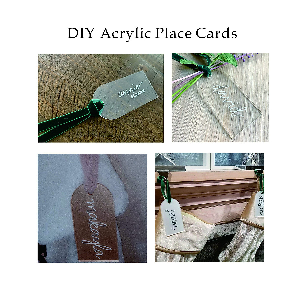 XIAOYUE 10PCS Arched Acrylic Place Cards, Clear Acrylic Escort Cards, Acrylic Place Cards, Wedding Place Cards, Wedding & Party Accessories (2''x4'')