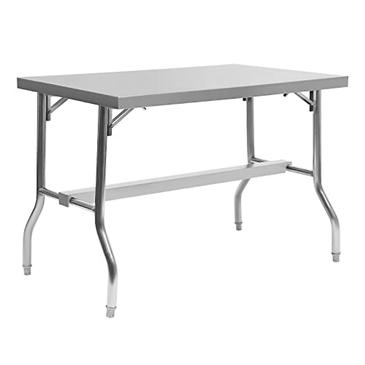 Stainless Steel Table Heavy Duty Work Table 4ft Folding Table Island Table for Kitchen Prep Table Commercial Worktables & Workstations with 1102 lbs Load, Silver
