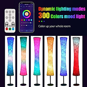 AKT LIGHTING Smart Floor Lamp, RGB Color Changing LED Lamp, App Control Modern Floor Lamp with DIY Mode and Music Sync, Standing Lamp with White Fabric Shade for Living Room, Bedroom and Play Room