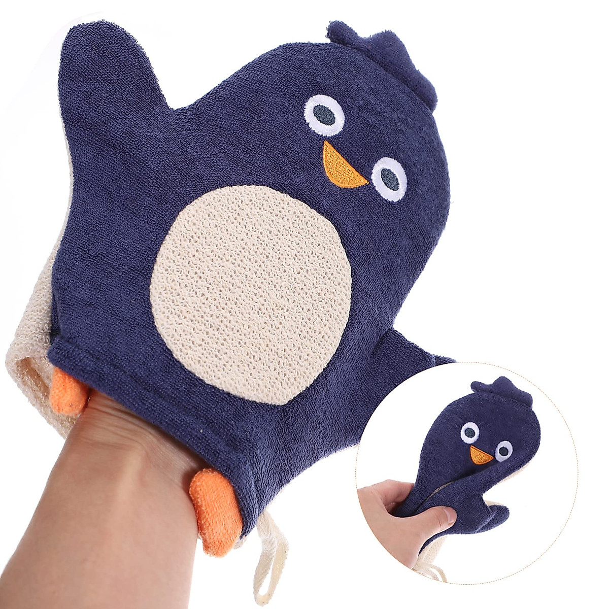 Uonlytech Natural Loofah Sponge 3pcs Skin- friendly Kids Bath Mitts Lovely Animal Shower Gloves Soft Terry Cloth Bath Puppet Baby Washcloths Shower Loofah Sponge for Kids Mens Body Scrubber