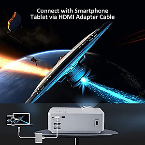 Mini Projector, 7500 Lux 210" Projector 1080P Supported Display with 52000 Hrs Portable LED Movie Projector Compatible with Phone Computer Laptop USB HDMI VGA-Home Office Outdoor Entertainment