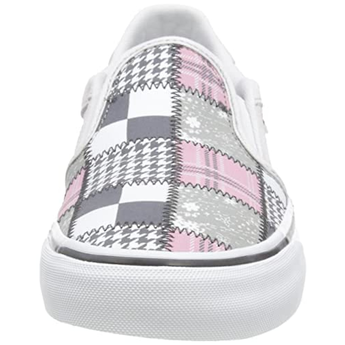 Vans Unisex Asher Canvas Low Platform Slip On Sneaker - Deluxe Patchwork Light Grey 9