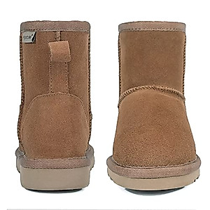 FANTURE Kids Snow Boots Boys Girls Winter Boots Cow Suede Warm Faux Fur Lined Durable Shoes(Little Kid/Big Kid) U422TX902.SA-Chestnut-34