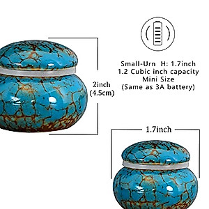 3Pcs Small Urns for Human Ashes, 1.7'' Keepsake Urns for Human Or Pet Ashes, Mini Ceramic Memorial Urn and Burial Ash Storage for Family & Loved Ones，Hold 1.2 Cubic Inches of Ashes(Blue,Green,Red)