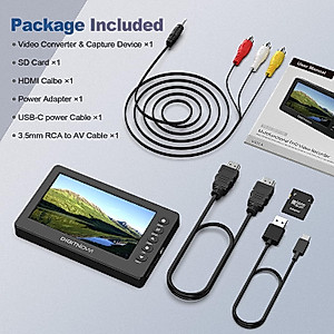 Video to Digital Converter, VHS to Digital Converter, Video Recorder Capture with 5" OLED Screen, Convert VHS to Digital, AV&HDMI Reocord from VHS, DVD, VCR, Hi8, Tapes, Camcorders, TV BOX &Gaming Sys