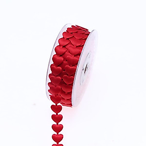 MRSRIBBON 5/8” Love Heart Ribbon for Crafts - 20meters/roll Red/White Embossing Ribbon with Hearts for Valentine’s Day Gift Wrapping, Home Decor Red
