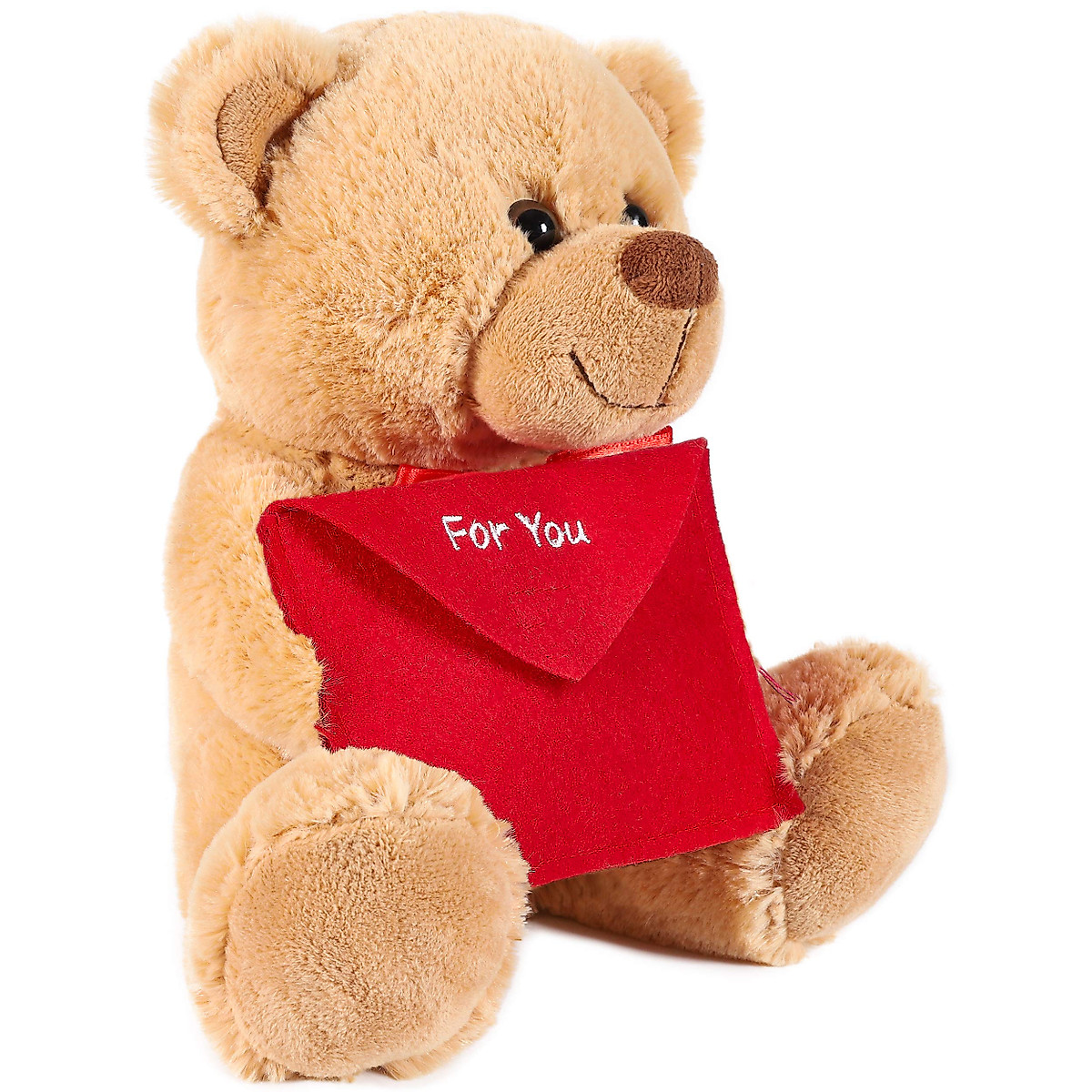 BRUBAKER Teddy Bear with Red Envelope - for You - 9.84 Inches - Cuddly Plush Toy - Stuffed Animal - Brown