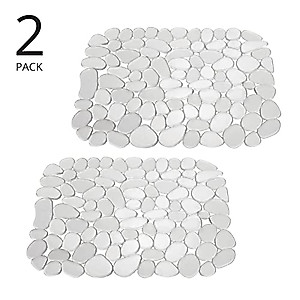 mDesign Adjustable Kitchen Sink Dish Drying Mat/Grid - Soft Plastic Sink Protector - Cushions Sinks, Stemware, Glasses, Dishes - Quick Draining Pebble Design - Small, 12.4" Long - 2 Pack - Clear