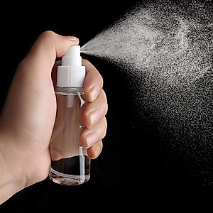 ZEROFIRE 4 Pack Spray Bottles 1oz Clear Plastic Empty Refillable Mini Spritzer for Travel, Cleaning, Gardening, Skin Care Atomizer for Essential Oils, Perfume