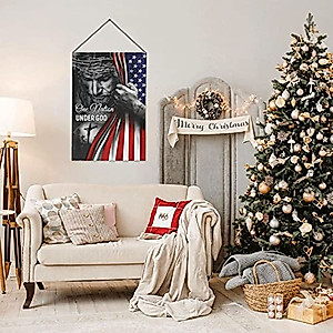 One Nation Under God Flag Jesus American Flag for Outdoor Double Sides Print 3ply Durable Polyester Christian House Home Flags 12x18 Inch Outside Decor
