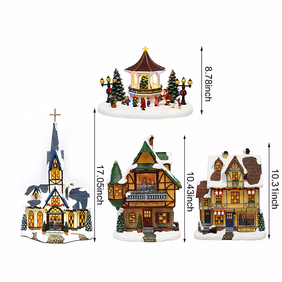 MOMENTS IN TIME Christmas Village 30 pc Set, with LED Lights, Battery Operated (not Included)