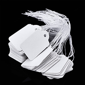 White Marking Tags Price Tags Price Labels Display Tags with Hanging String, 500 Pack (35 x 22 mm)