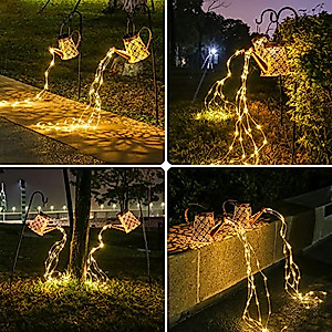 BALGELI Outdoor Solar Garden Lights Decor, Waterproof Watering Can Landscape Lights with Led, Retro Metal Kettle String Lights - Porch Pathway Yard Deck Lawn Patio Walkway Lighting Decorative Lantern