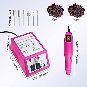 Professional Electric Nail Drill Machine Nail Clippers Set Nail Filer Electric and Nail Cutter for Acrylic Gel Nails Nails File Manicure Set with 206 PCS Sanding Bands Work for Home and Salon (Pink)