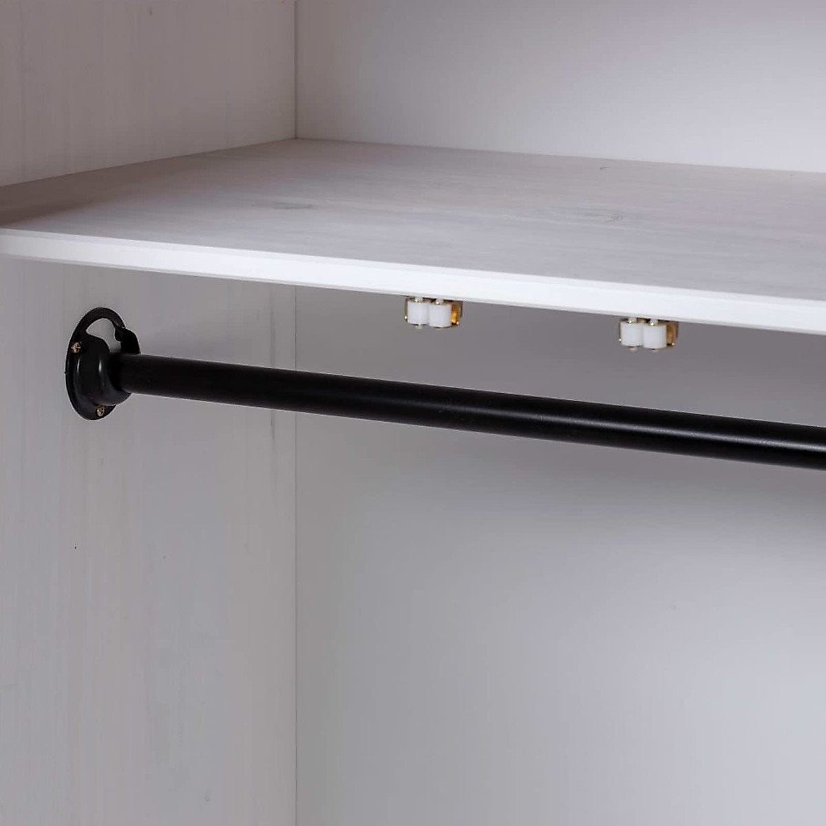 Bopdu Wood Closet Wardrobe, Bedroom Clothes Closet Storage Organizer with Hanging Rod, 31.5"x19.7"x67.5" for Hanging Clothes- White