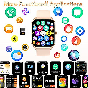 Smart Watch(Answer/Make Call), 1.96" Touch Screen Smartwatch for Android and iOS Phones with Heart Rate & Sleep Monitor, Blood Oxygen Tracking, IP68 Waterproof Fitness Tracker for Men and Women