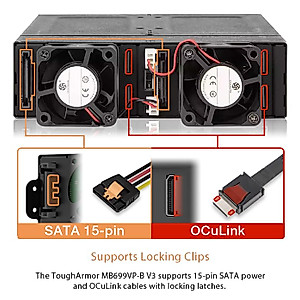 ICY DOCK 4 x 2.5 NVMe U.2/U.3 SSD PCIe 4.0 Mobile Rack for 5.25" Bay with OCuLink | ToughArmor MB699VP-B V3