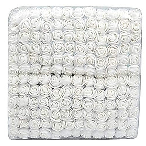 zorpia Mini Pe Artificial Rose Flower Heads 144pcs Mini Fake Roses DIY Wedding Flowers Accessories Make Bridal Hair Clips Headbands Dress (White)