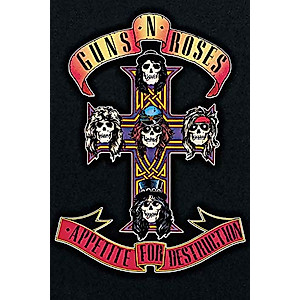 Buyartforless Guns n Roses - Appetite for Destruction 1987 36x24 Music Art Print Poster, Black, Red, Purple, Yellow, White
