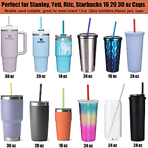 ALINK 12-Pack Glitter Reusable Clear Plastic Straws, 11" Long Hard Tumbler Drinking Straws with Cleaning Brush (10 Colors)