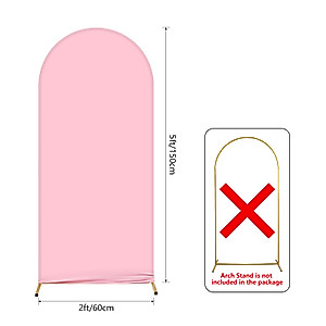 AIBIIN 2x5ft Pink Arch Wall Backdrop Round Top Backdrop Cover Valentine's Day Round Top Arch Frame Cover 2-Sided Fit Backdrop Stand for Wedding Baby Shower Birthday Bridal Shower Events Party Decor