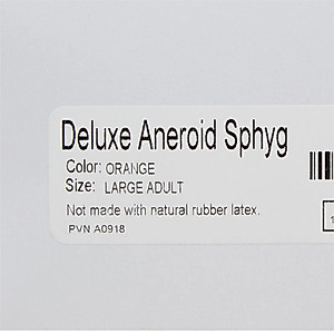 McKesson Deluxe Pocket Aneroid Sphygmomanometer, Blood Pressure with Cuff, Orange, Adult Large, 1 Count