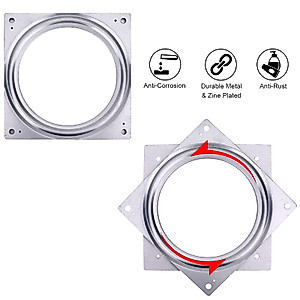 8Pack 6Inch Lazy Susan Hardware 5/16" Thick Square Lazy Susan Turntable Bearings Plate, 500lbs Capacity Rotating Swivel Bearing Plate, Lazy Susan Turntable Base for Serving Trays, Kitchen, Table