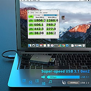 CFexpress Card Reader, Rocketek USB 3.1 Gen 2 10Gbps CFexpress Reader, Portable Aluminum CFexpress Memory Card Adapter Thunderbolt 3 Port Connection Support Android/Windows/Mac OS1