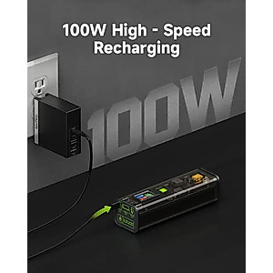 Haycide Portable Phone Charger for iPhone 14/13, 20000mAh Laptop Power Bank with 155W Output,3 Port USB C See-Through Battery Bank with IPS Digital Display for MacBook,iPad,iPhone,Samsung,Dell etc