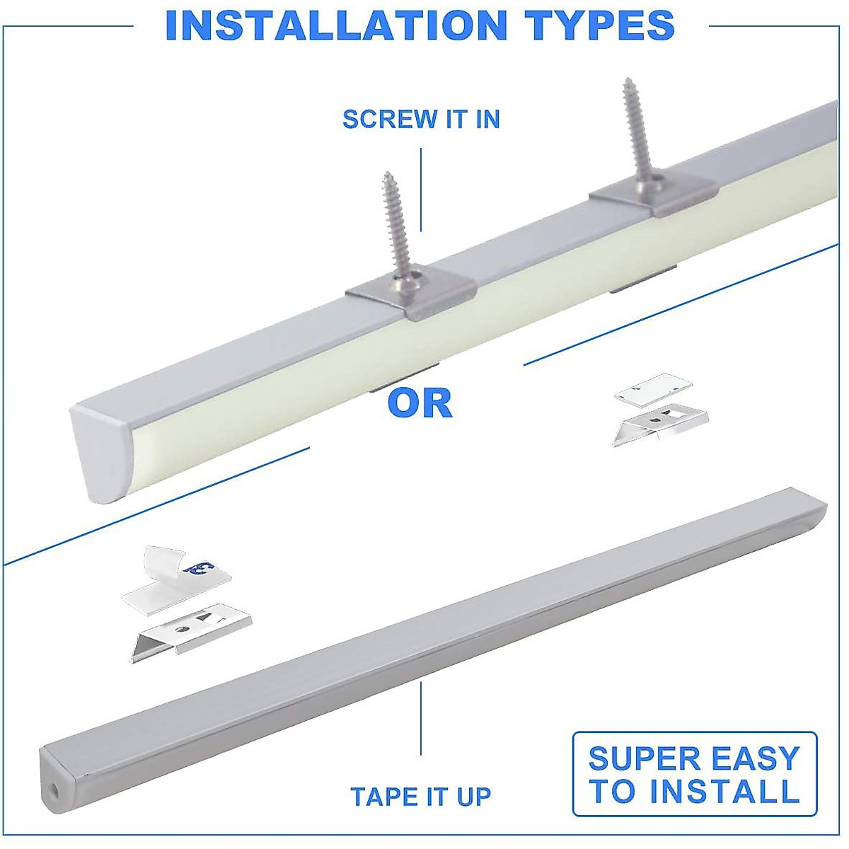 Cabinet Lighting, 4pcs 12" V-Shape Bright LED Light Bars for Under Cabinet, Gun Safe, Locker, Closet, Under Counter, Shelf, Showcase - 1200lm 12W - Pure White (6000K)