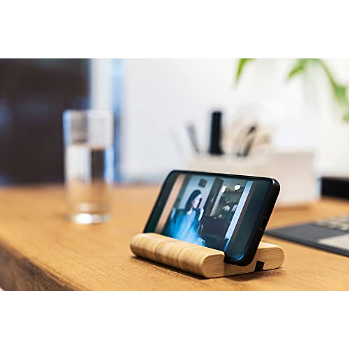 Bamboo Cellphone Stand Holder, Eco-Friendly Universal Portable Sturdiness Holder for Desktop