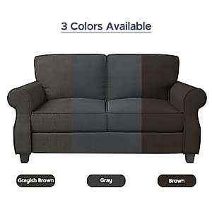 56” Loveseat Sofa, Small Love Seat Couch for Small Space, Living Room, Bedroom, Office, Dorm Modern Linen 2 Seater Couch (Dark Gray)
