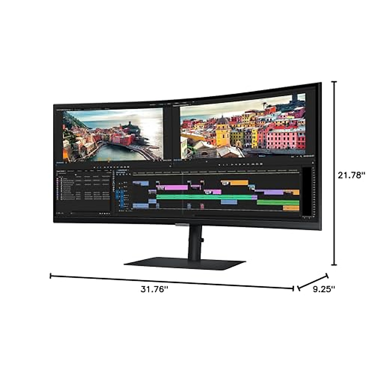 SAMSUNG 34” ViewFinity S65UA Series Ultrawide QHD Curved Monitor, HDR10, 100Hz, 350 nit, USB- C, Adjustable Stand, Intelligent Eye Care, LS34A650UBNXGO, Black