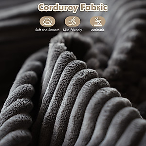 106" Cloud Sectional Couch with Chaise Longue,L Shaped Modular Modern Sofa,Comfy Corduroy Fluffy Couch with Deep Seat,No Assembly Required Couch for Living Room(Right,Stripe Corduroy,Gray)