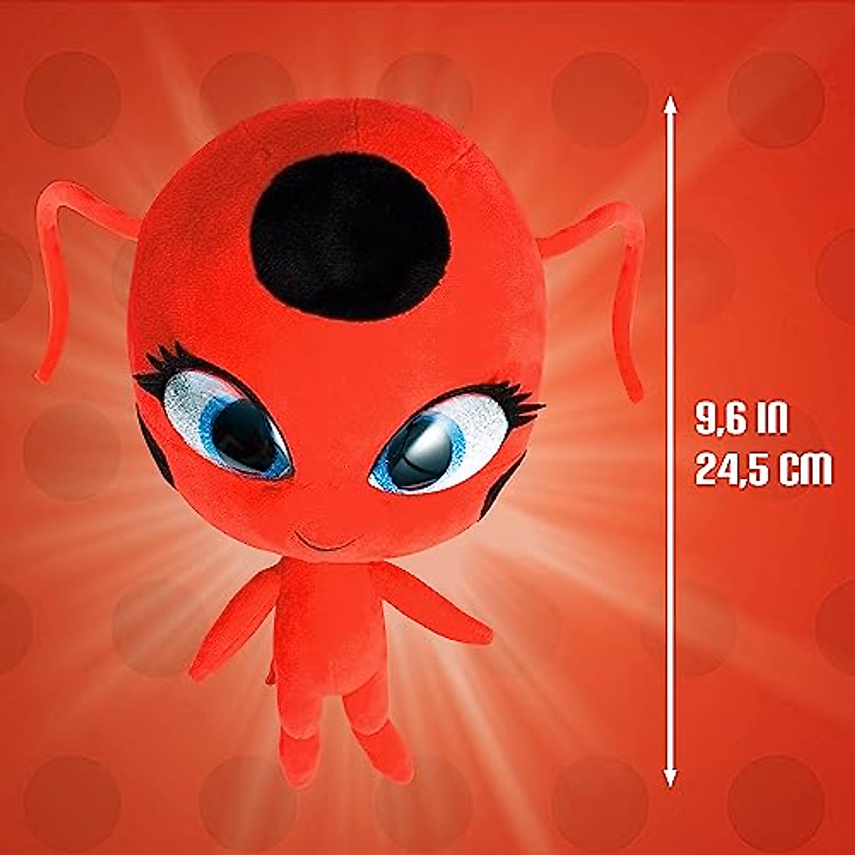 Miraculous Ladybug - Kwami Mon Ami Tikki, 9-inch Ladybug Plush Toys for Kids, Super Soft Stuffed Toy with Resin Eyes, High Glitter and Gloss, and Detailed Stitching Finishes (Wyncor)