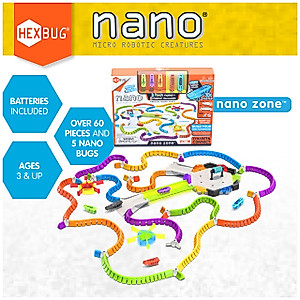 HEXBUG Nano Zone, Sensory Toys for Kids & Cats with Over 60 Pieces & 5 Nano Bugs, STEM Kits & Mini Robot Toy for Kids Ages 3 & Up, Batteries Included