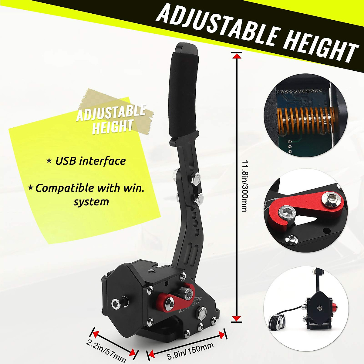 RASTP 64Bit PC USB Handbrake for SIM Racing Games Logitech G27 G25 G29 T500 T300 FANATECOSW LFS DIRT RALLY.2,Black,Without Clamp