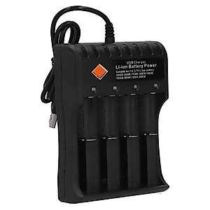plplaaoo Battery Charger, DC4.2V 4 Slot Rechargeable Battery Bay with USB Cable, Universal Battery Charger, Quick Charge for Rechargeable Batteries Fit for 3.7V Li‑ion, Battery Charger Battery Cha
