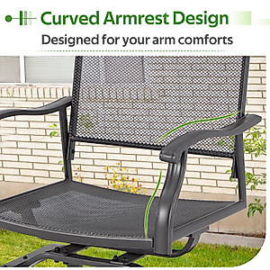 Danrelax 35" Outdoor Patio Dining Chairs Set of 2, Metal Sling Chairs with Spring Motion, for Patio, Porch, Deck, Backyard - Grey