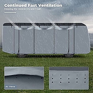 RVMasking 7 Layers top Class A RV Cover Rip-Stop Waterproof Camper Cover Fits 34'1''-37' Motorhome - Anti-UV Windproof Breathable with 4 Tire Covers